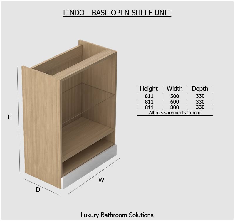LINDO - Luxury Designer Floor-Standing Open Shelf Base Unit (Standard ...
