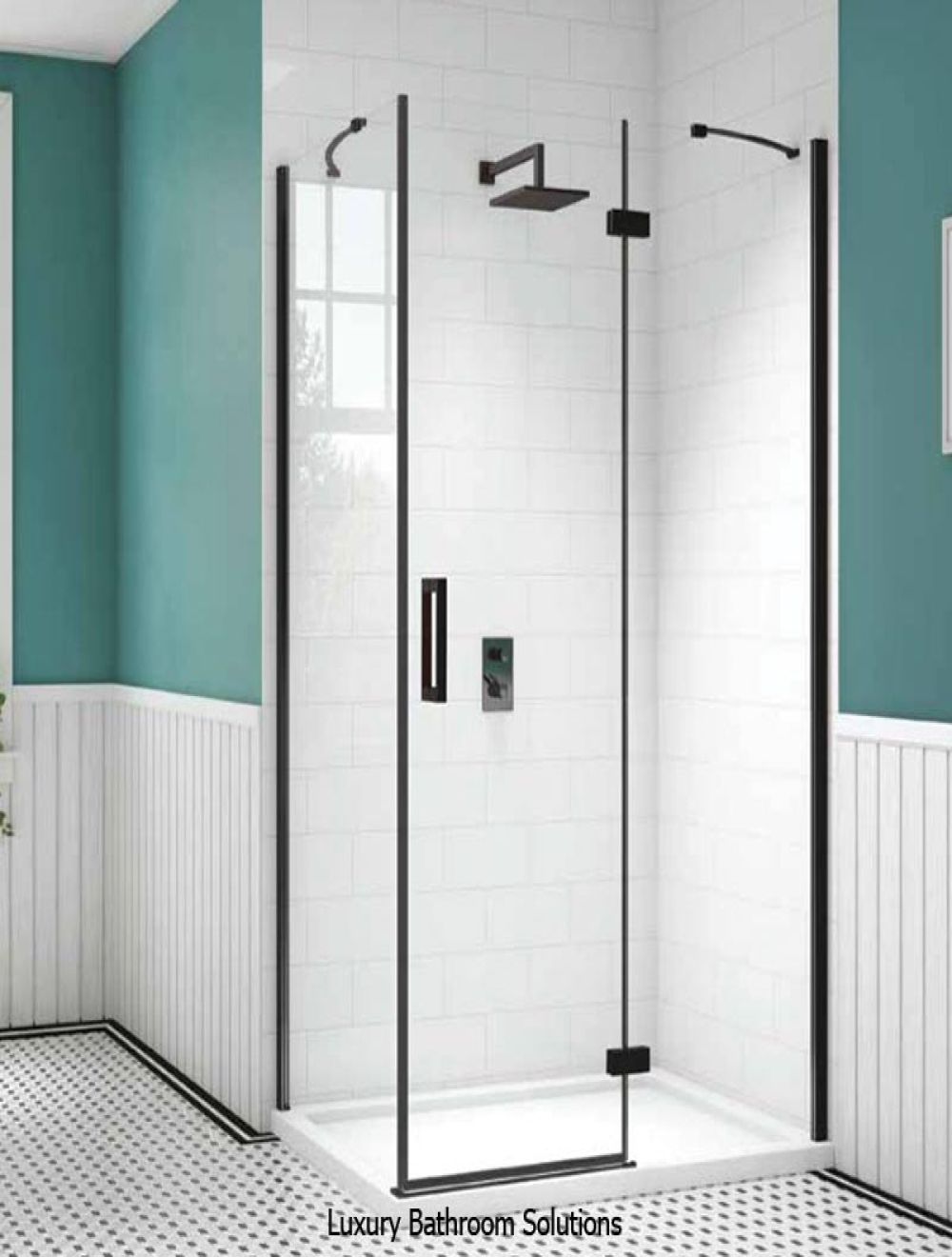 BLACK - Luxury Designer Hinged Door and Inline Panel Enclosure